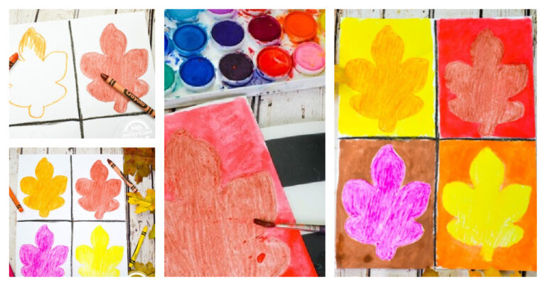 Projet d'art de feuille d'automne inspiré de Warhol coloré pour les enfants